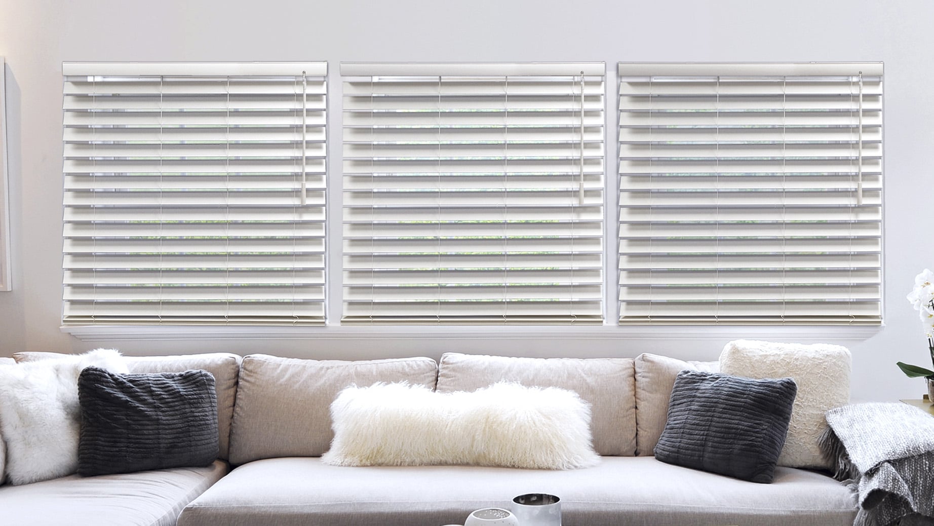 2 Inch Cordless Gray Faux Wood Blinds - DS Shading